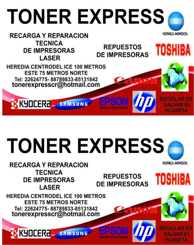 Recarga de toner b/n y color heredia en Heredia - Técnicos | 61715